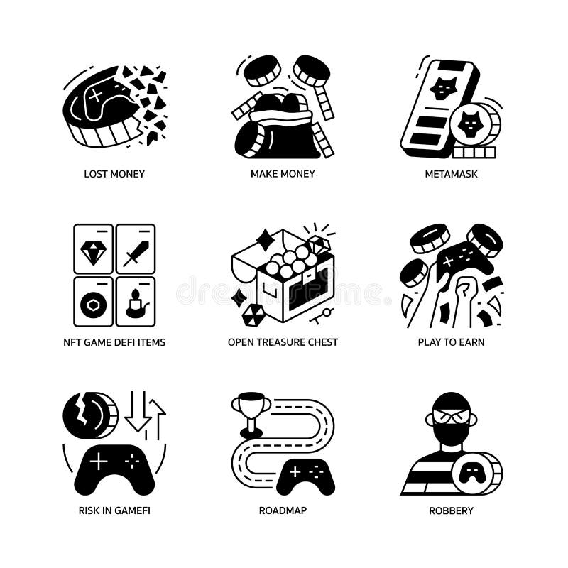 GameFi Icons Set stock vector. Illustration of icon - 249996347