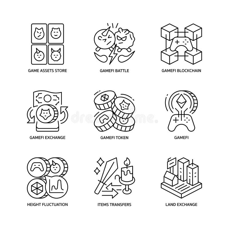 GameFi Icons Set stock vector. Illustration of style - 249996355