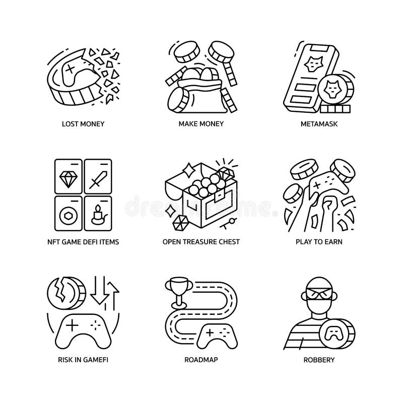 GameFi Icons Set stock vector. Illustration of icons - 249996358
