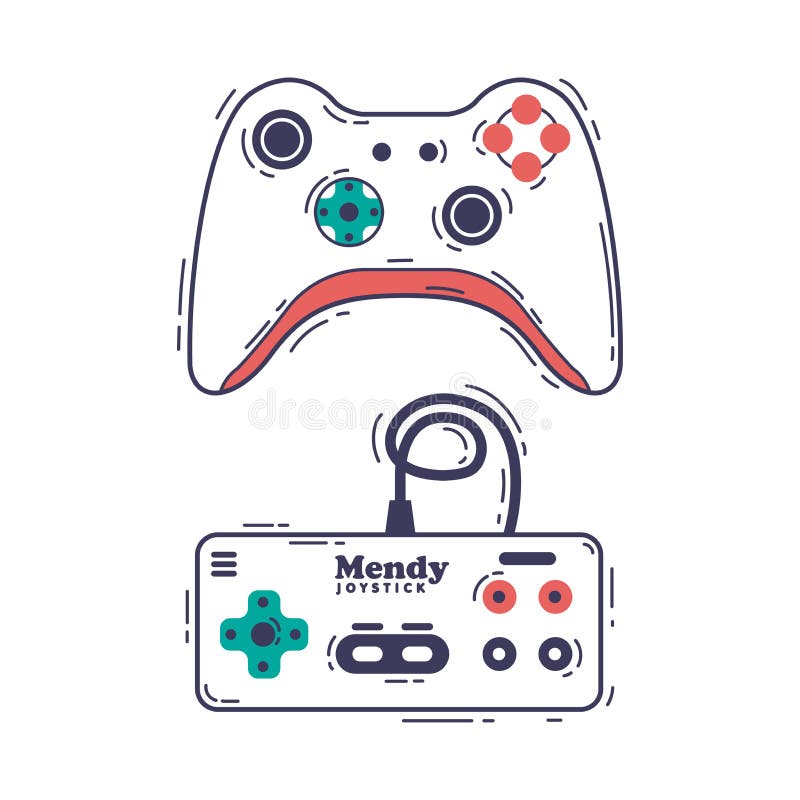 Gamepad As Game Controller And Input Device For Video Game Console Outline Vector Set Stock