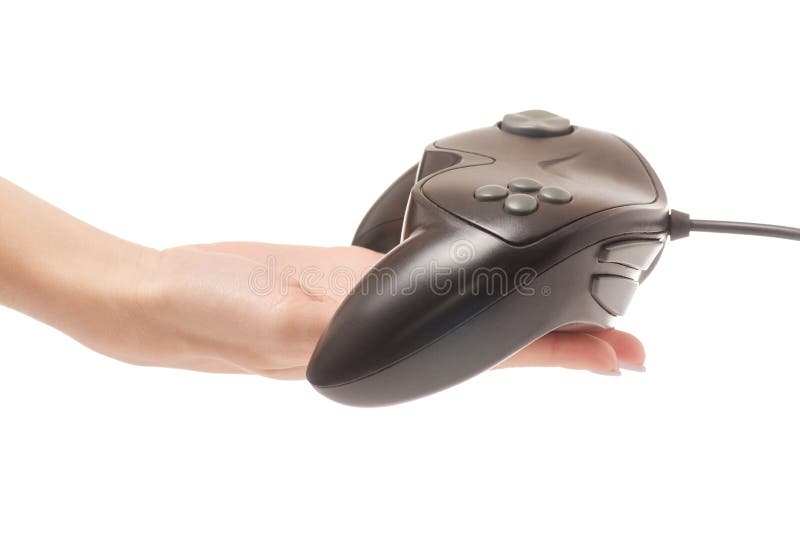 Gamepad black in hand stock image. Image of female, controller - 105101535