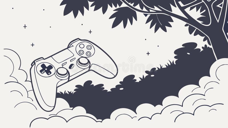 Gamepad in Dynamic Swirling Abstract Landscape, Vector Design ...