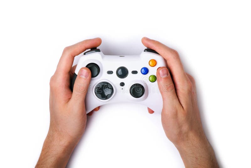 Gamepad in gamer hands stock photo. Image of hand, isolated - 62921954