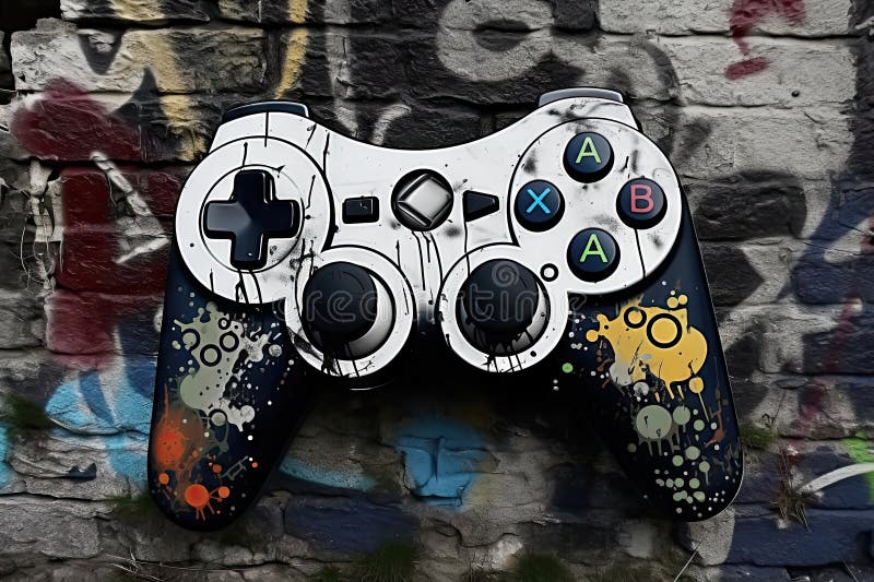 Gamepad Graffiti stock photo. Image of children, online - 302264242