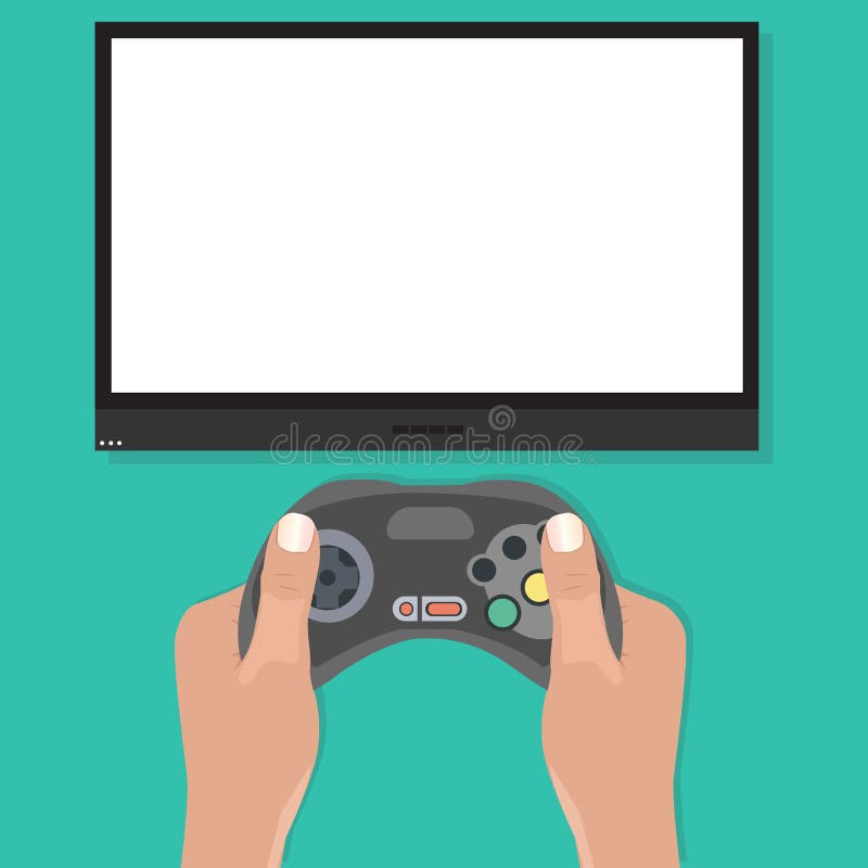 Gamepad in Hands in Front of Blank Tv Screen Stock Vector ...