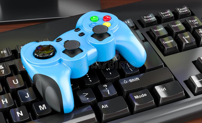 Gamepad on the Keyboard, 3D Rendering Stock Illustration - Illustration ...