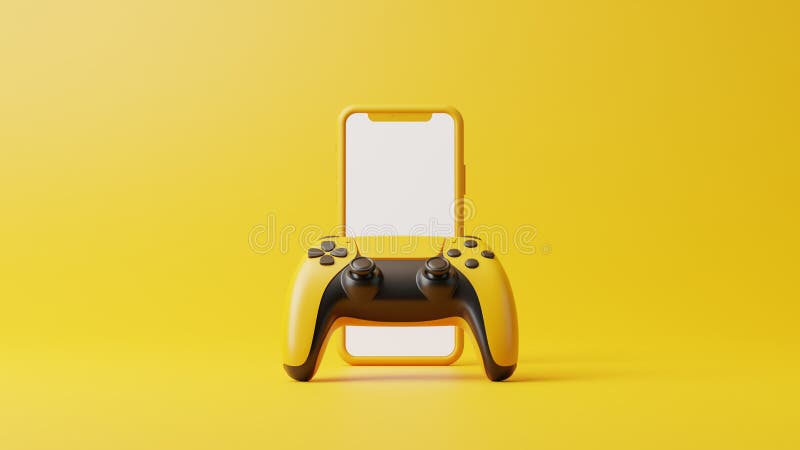 Gamepad and Phone on a Yellow Background with Copy Space Stock ...