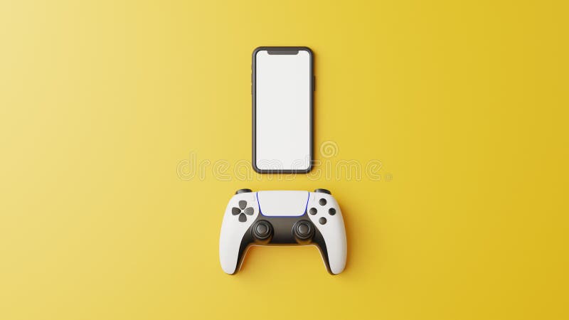 Gamepad and Phone on a Yellow Background with Copy Space Stock ...