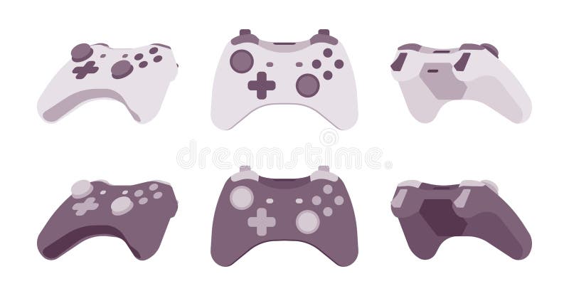 Gamepad Set in Black and White Colors Stock Vector - Illustration of ...