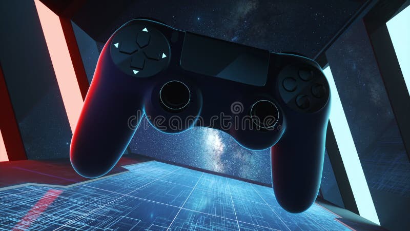 The Gamepad in the Space Station, 3d Rendering Stock Video - Video of ...