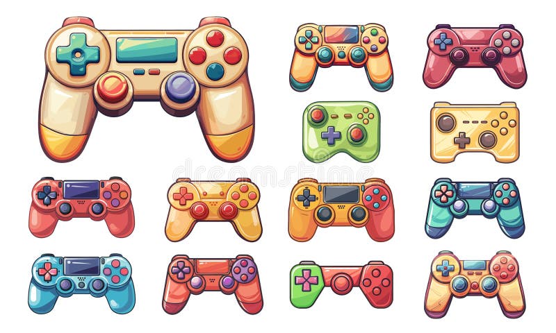 Gamepads Cartoon Set. Gamepad, Video Game Joystick Color Game ... Gamepads Cartoon Set. Gamepad, Video Game Joystick Color Game ...