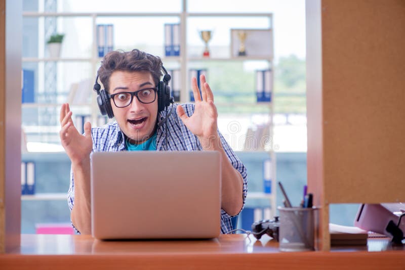 The Gamer Addict Playing Computer Games at Home Stock Photo - Image of ...