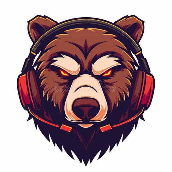Gamer Bear Using Headset Unit Illustration Stock Illustration ...