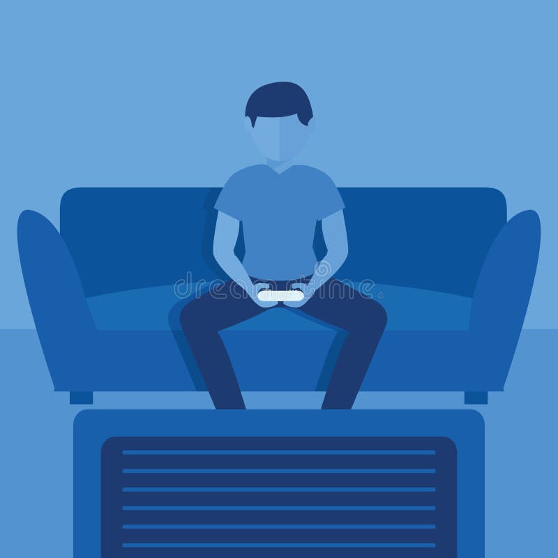 Gamer Boy Playing Video Games Vector Illustration Stock Illustration ...