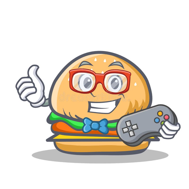 Gamer Burger Character Fast Food Stock Vector - Illustration of cartoon ...