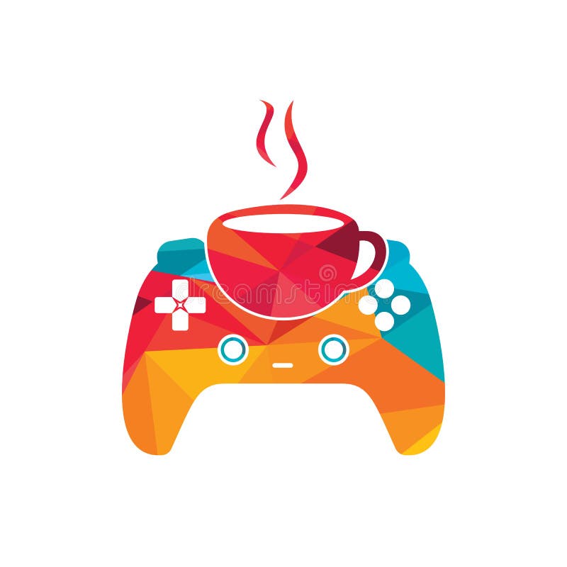 Gamer Cafe Vector Logo Design Template. Stock Vector - Illustration of ...