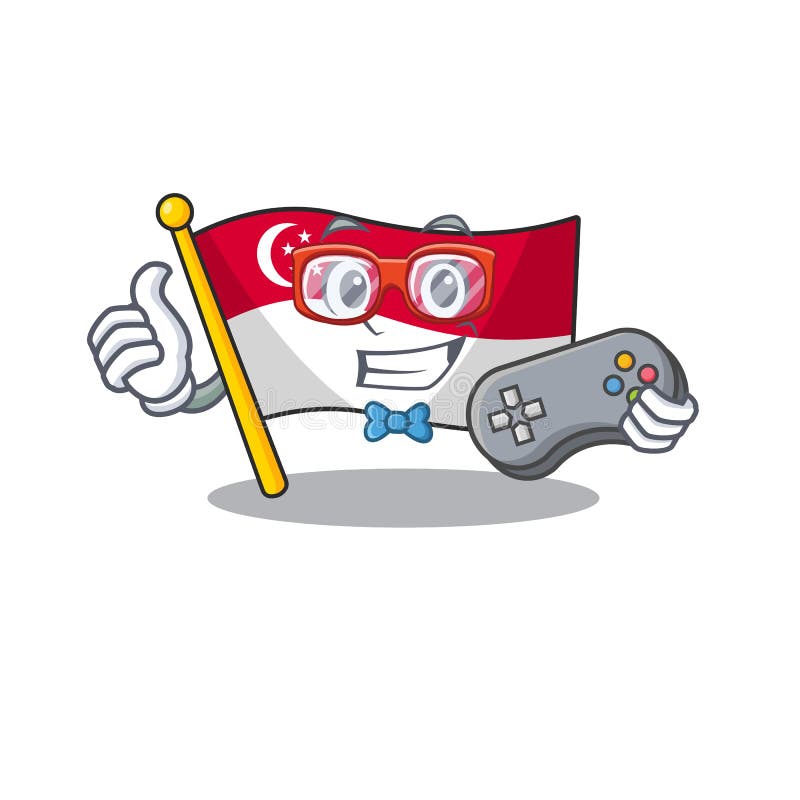 Gamer Flag Singapore Isolated with the Character Stock Vector ...