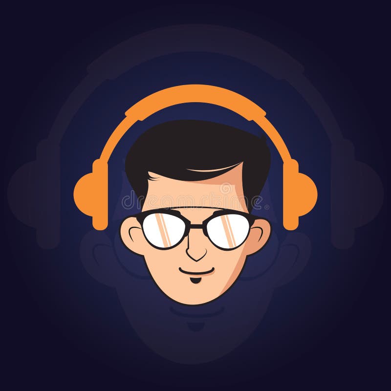 Gamer with Glasses Gaming Logo Illustration Vector on White Background ...