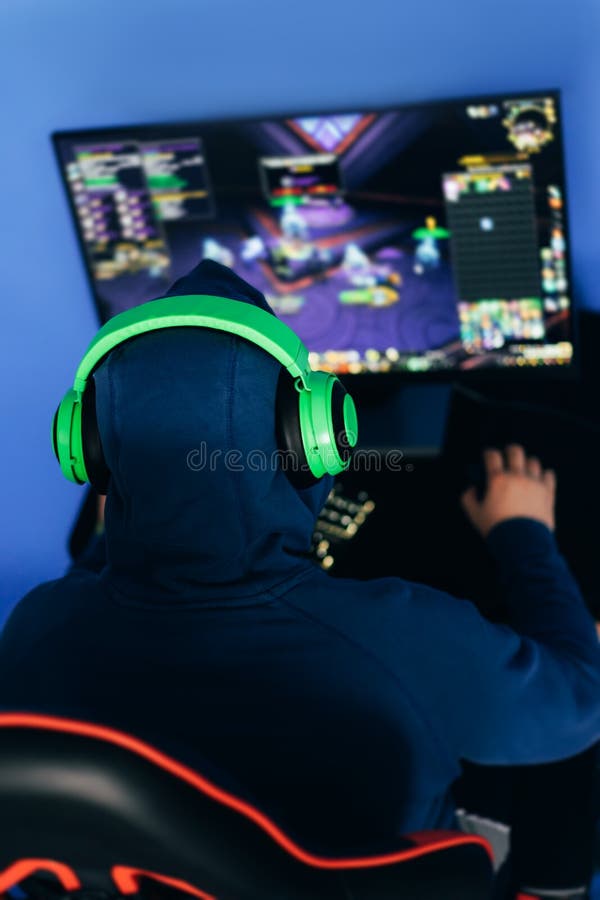 The Guy is a Gamer Lost in Computer Games. a Modern Hobby, Playing ...