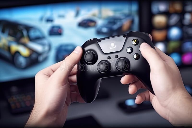 Gamer Holding Game Pad Hands Game Play Controller Streaming Multimedia ...