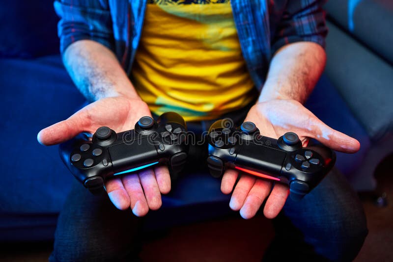 Gamer Holding Gamepad, Controller or Videogame Joystick Console in ...