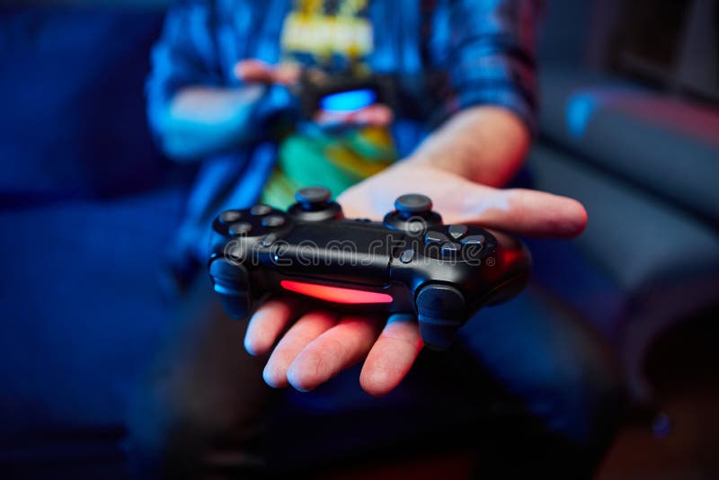 Gamer Holding Gamepad, Controller or Videogame Joystick Console in ...