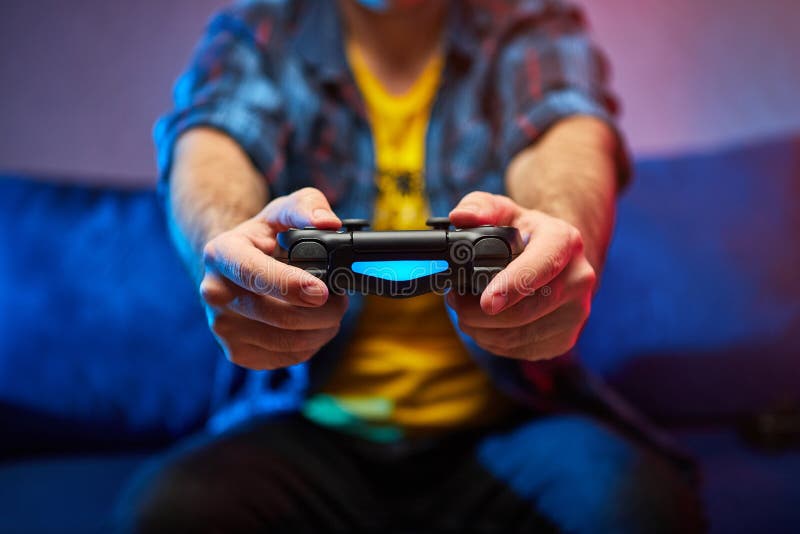 Gamer Holding Gamepad, Controller or Videogame Joystick Console in ...