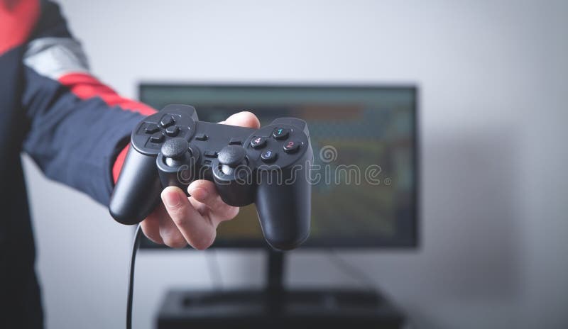 Gamer Holding Gamepad, Controller or Videogame Joystick Console in ...