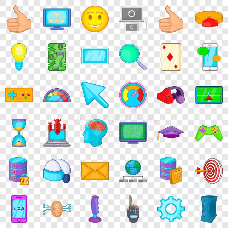 Gamer Icons Set, Cartoon Style Stock Vector - Illustration of phone ...