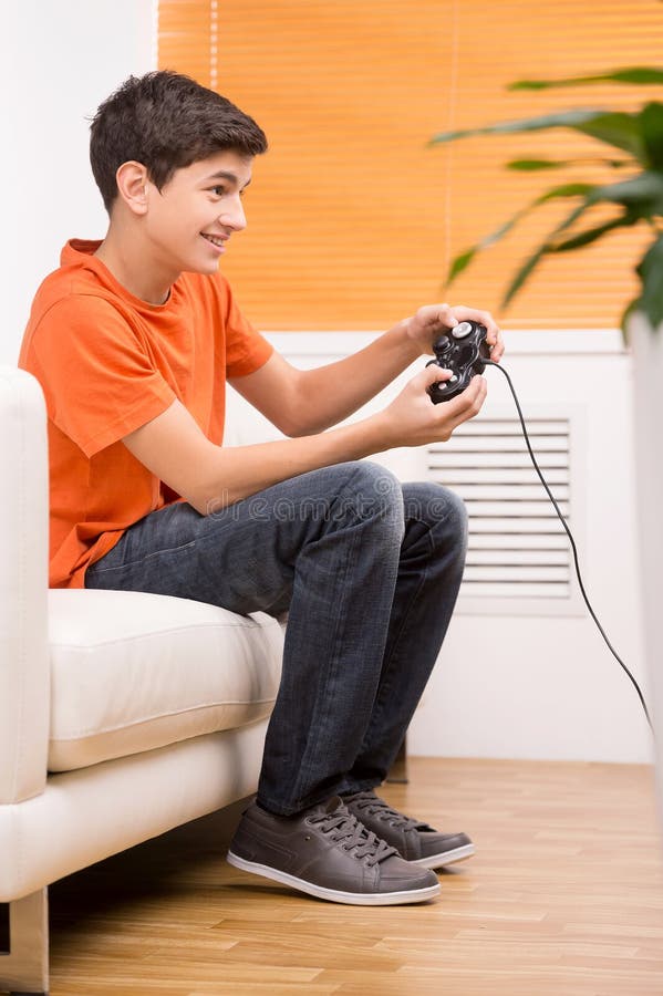 Gamer with joystick. stock image. Image of concentrated - 33969867