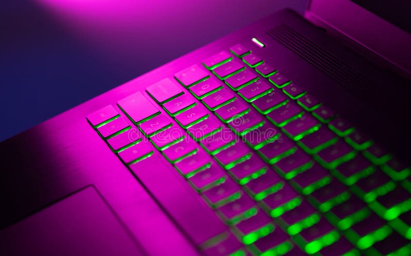 Gamer Keyboard Colorful RGB Lights, Gamming PC Computer. Stock Photo ...