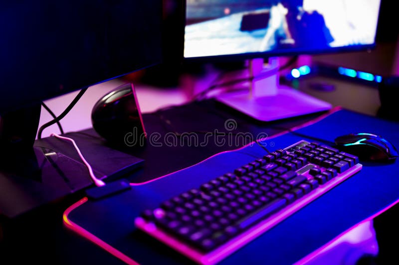 Gamer Keyboard with Cyber Mouse for Playing FPS Shooting Game Online on ...