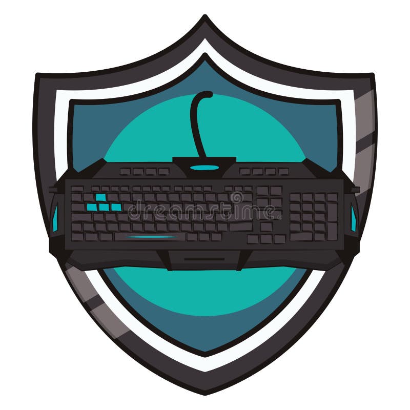 Gamer Keyboard Device Shield Emblem Stock Vector - Illustration of ...