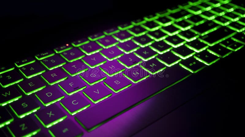Gamer Keyboard with Green Backlight and Red Light Stock Photo - Image ...