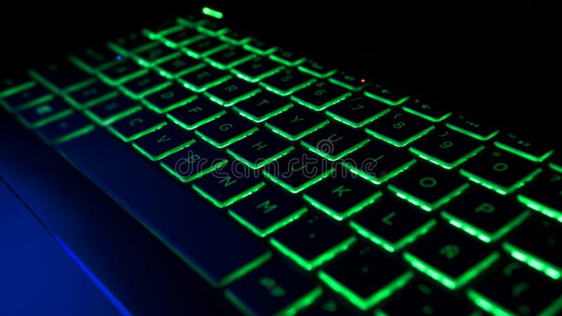 Gamer Keyboard with Green and Blue Backlight Stock Photo - Image of ...
