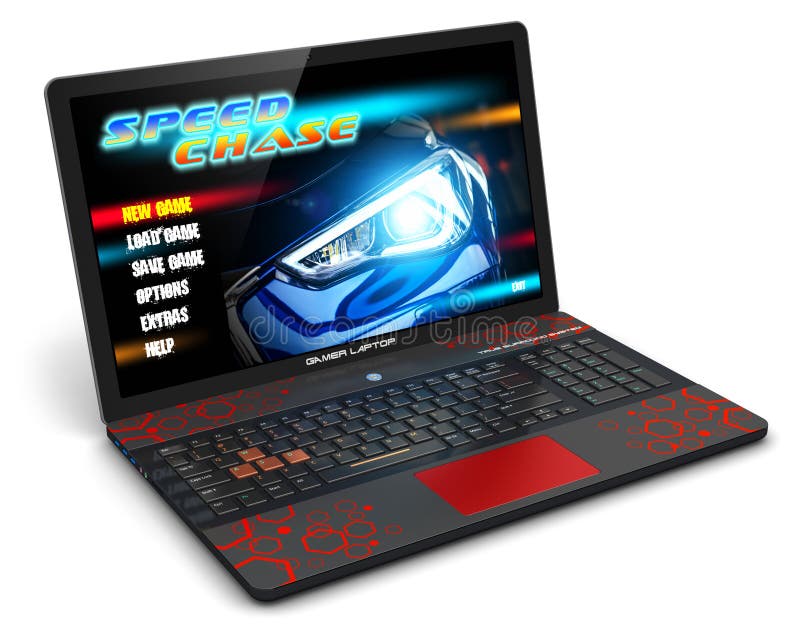 Gamer Laptop with Video Game Stock Illustration - Illustration of white ...