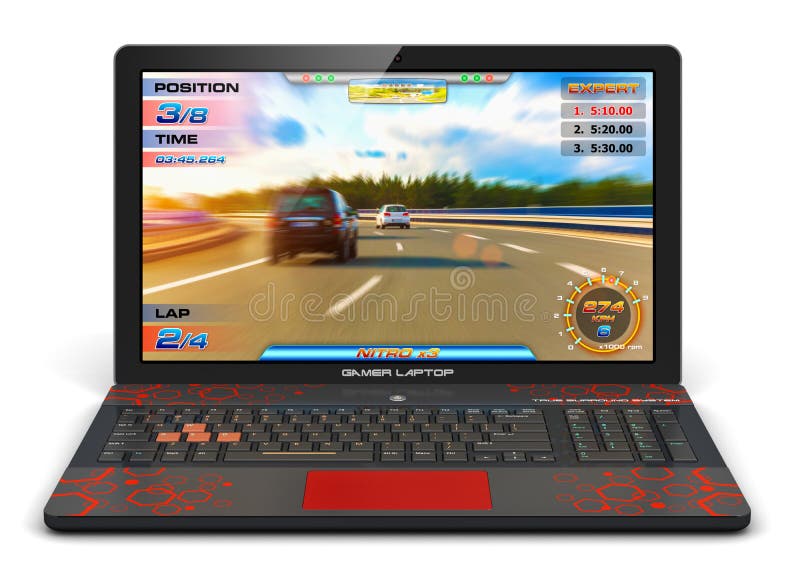 Gamer Laptop with Video Game Stock Illustration - Illustration of ...