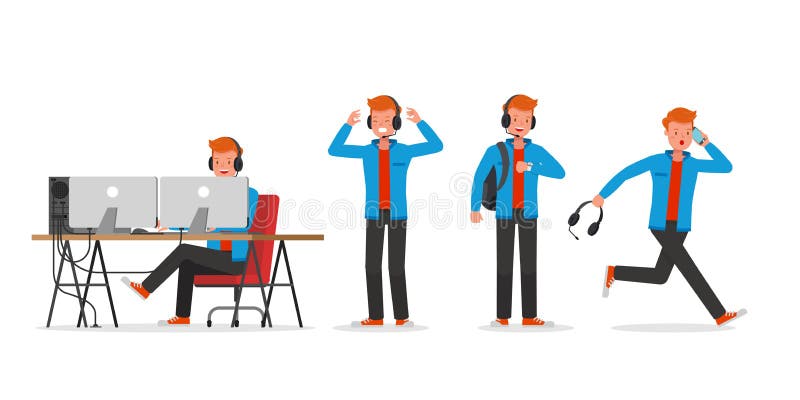 The Gamer Man Character Vector Design No3 Stock Vector - Illustration ...