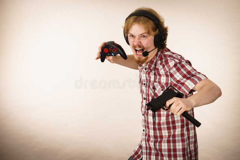 Man Standing Backwards Holding Gun Stock Image - Image of adult, weapon ...