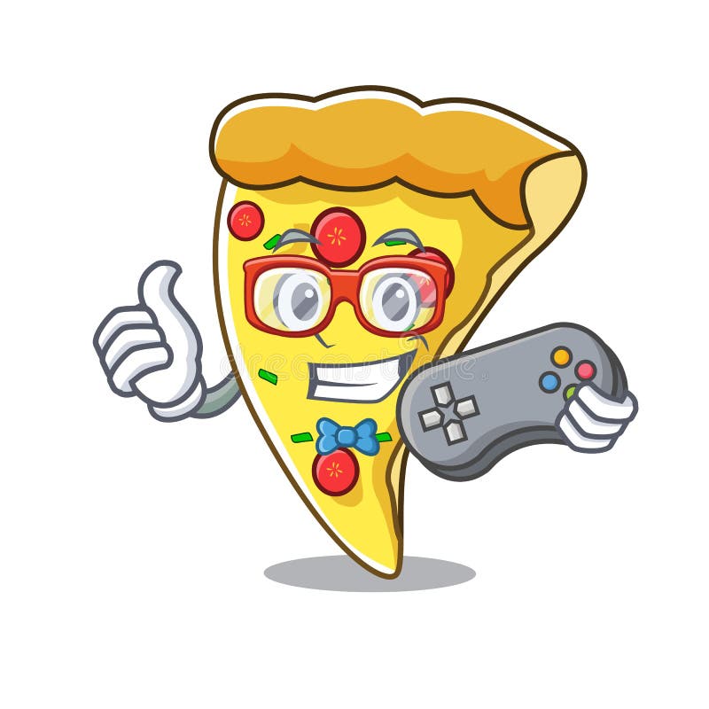 Gamer Pizza Mascot Cartoon Style Stock Vector - Illustration of funny ...