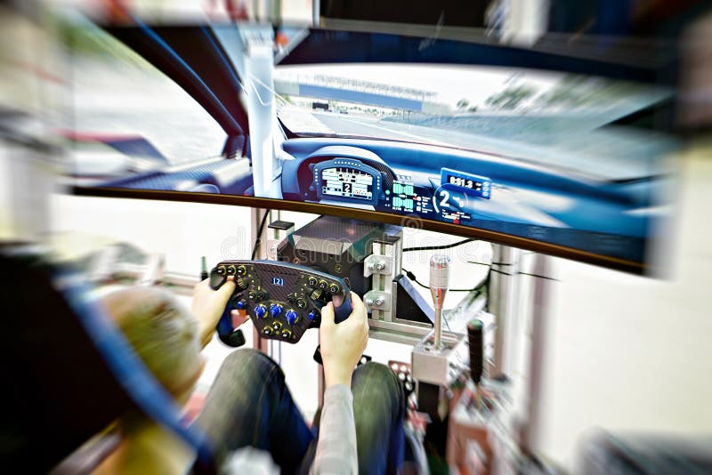 Gamer Playing on Computer Simulator Race Stock Image - Image of leisure ...