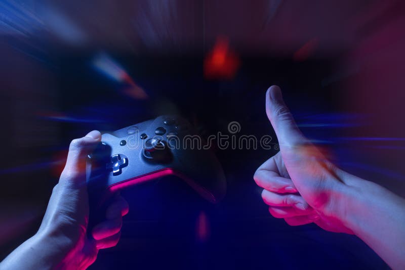 Gamer Playing Game by Joystick with Computer, Gaming and Esports Stock ...