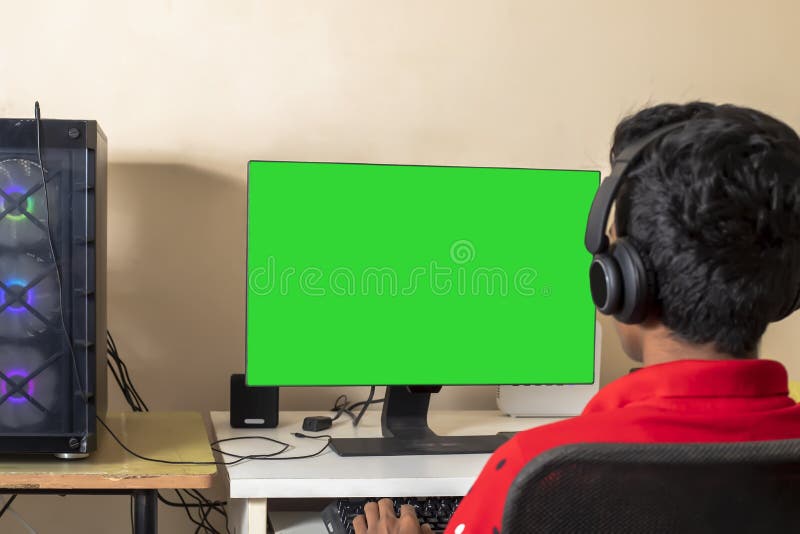 Gamer Playing Online Video Game on His Powerful Personal Computer with ...