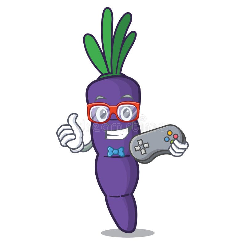 Gamer Purple Carrots in the Character Shape Stock Vector - Illustration ...