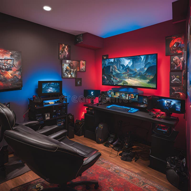 A gamer room stock illustration. Illustration of games - 327301264