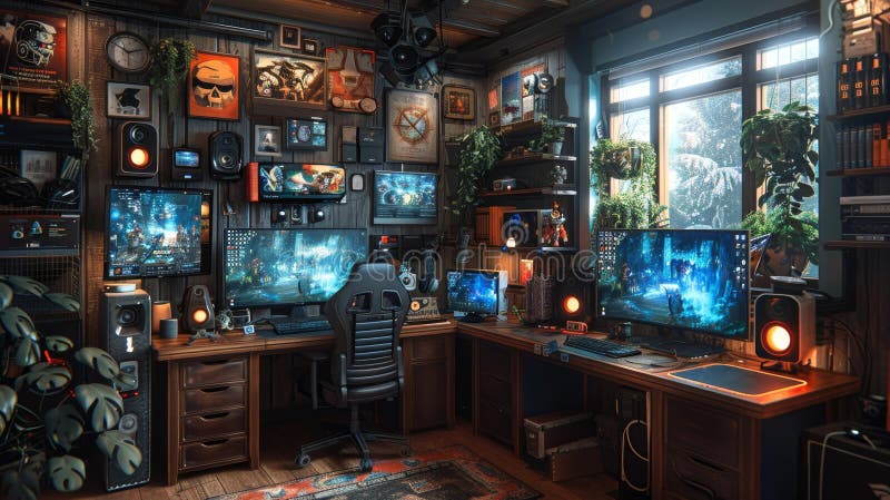 Gamer S Ultimate Battlestation Setup - Generative Ai Stock Illustration ...