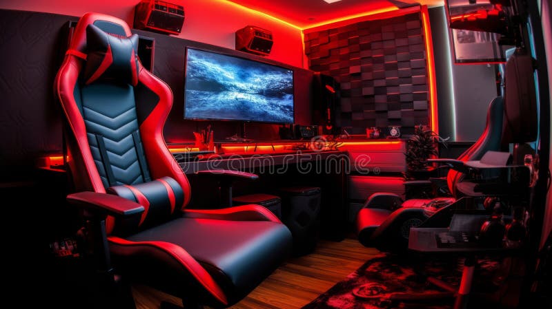 Gamer Setup Computer and Gamer Chair. Generative AI Stock Illustration ...