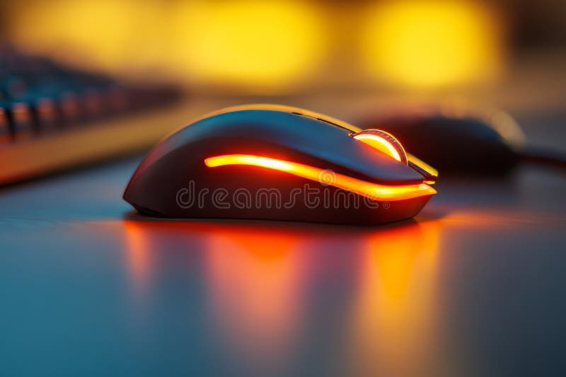 Gamer Setup Illuminated Keyboard, Backlit Mouse, and Headset on a ...