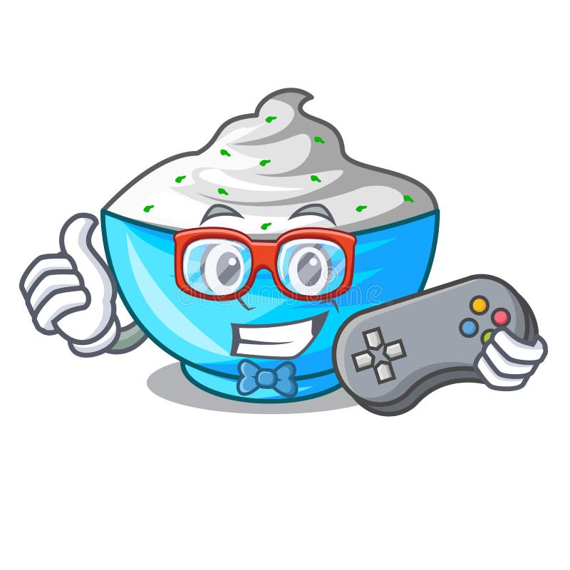 Gamer Sour Cream in a Character Bowl Stock Vector - Illustration of ...