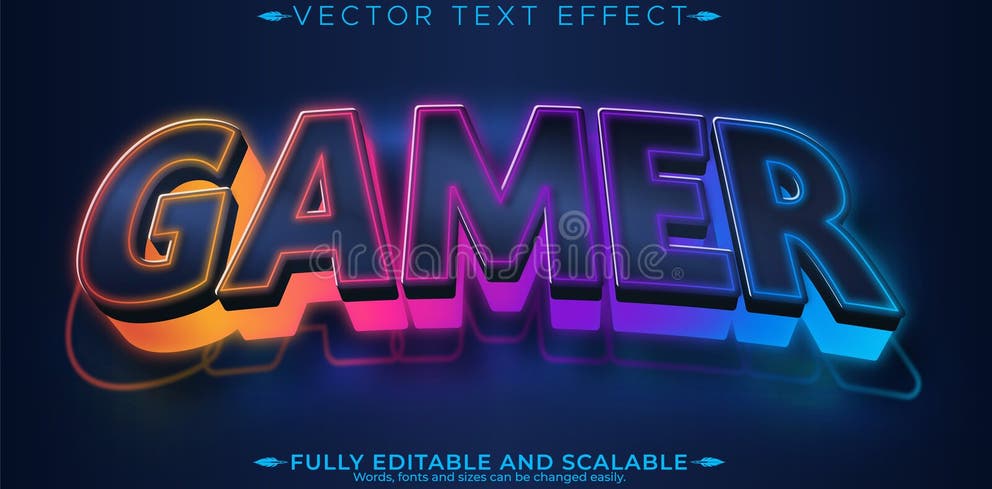 Gamer Text Effect, Editable Esport and Neon Text Style Stock Vector ...